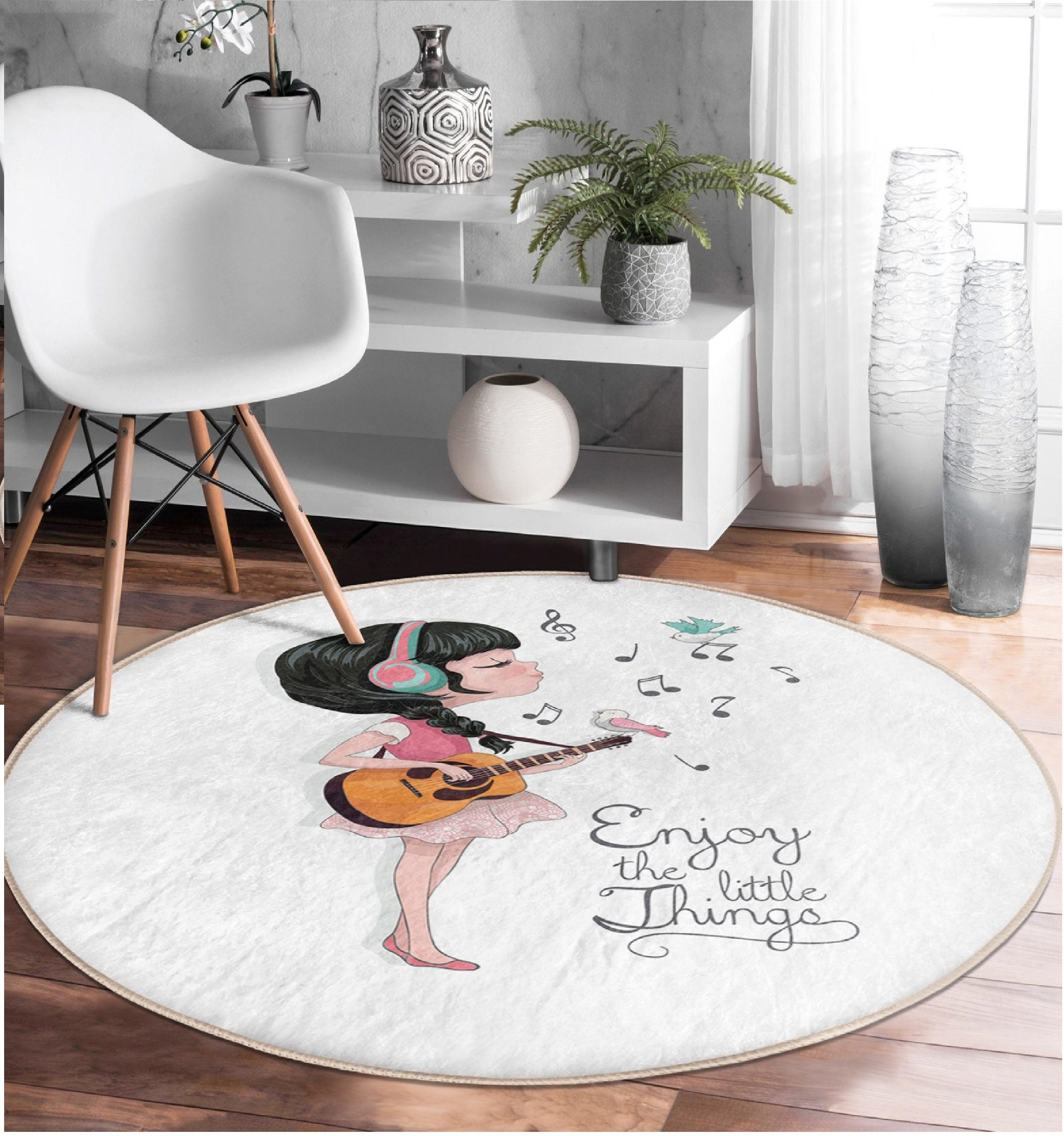 Girl Singing Round Rugmusical Themed Carpetmusic Inspired Girls ...