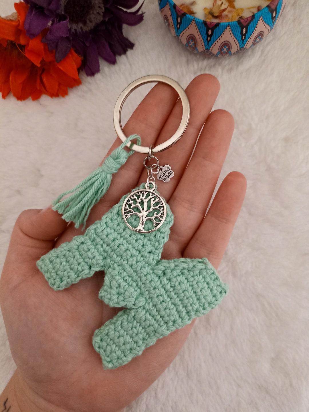 Customizable Crochet Maxi Keychain Initial Model Handmade Key ...