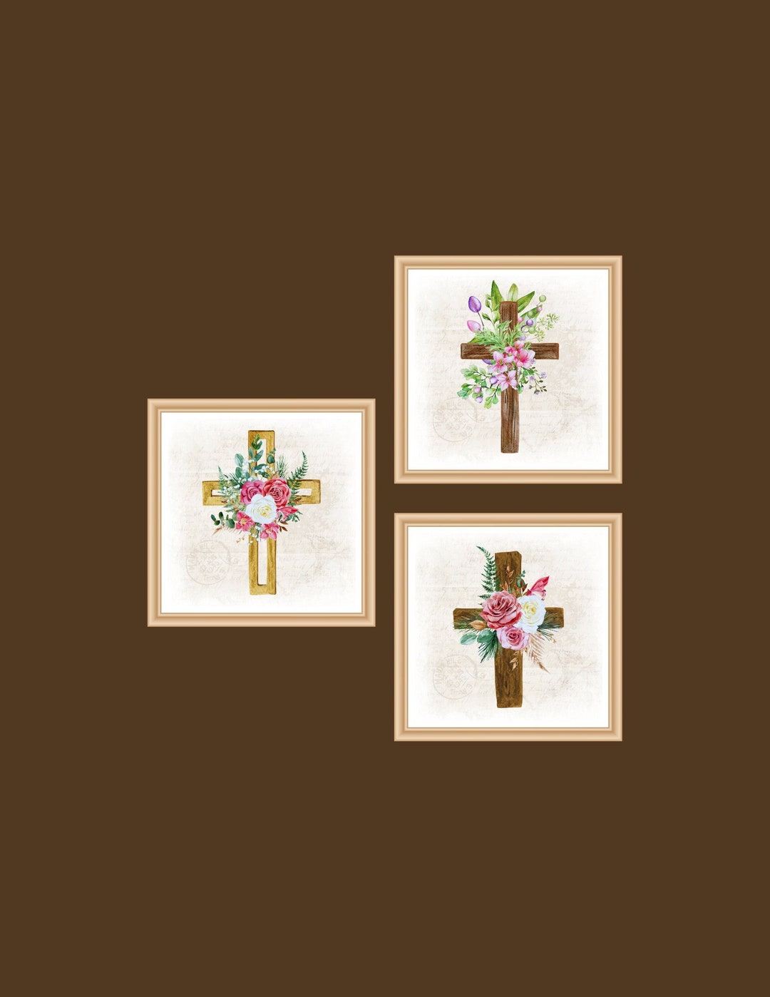 Rustic Wood Cross, Spring Flowers, Floral Wall Art, Prints, Wall ...