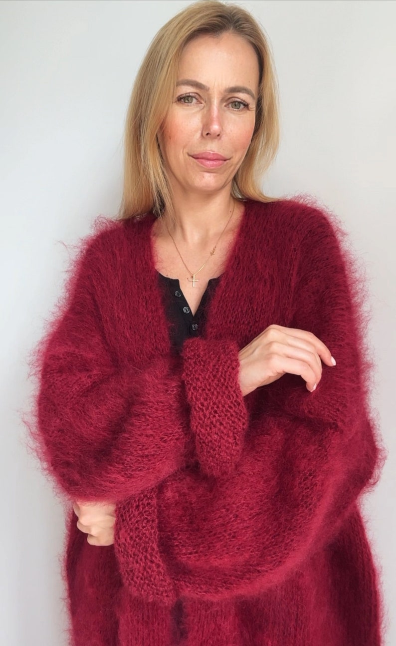 Mohair Cardigan Boho, Fluffy Oversized Cardigan, Opent Front Chunky Sweater, Wool Coat, Winter ...