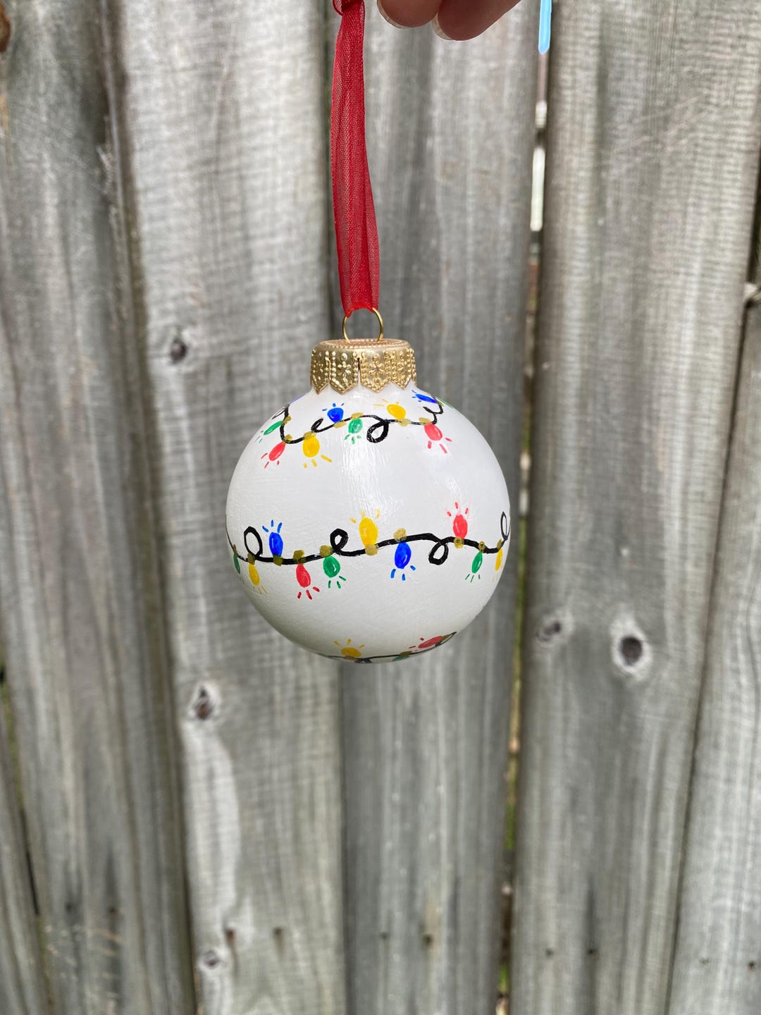 Rainbow Christmas Lights Hand Painted Ceramic Christmas Ornament - Etsy