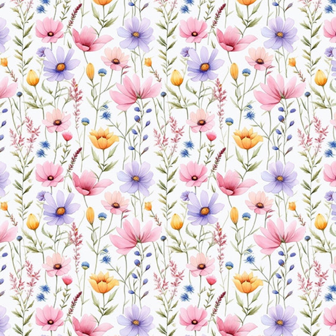 Blooming Serenity: Spring Wildflowers Pattern seamless Patterns Highres 60x60cm Download - Etsy