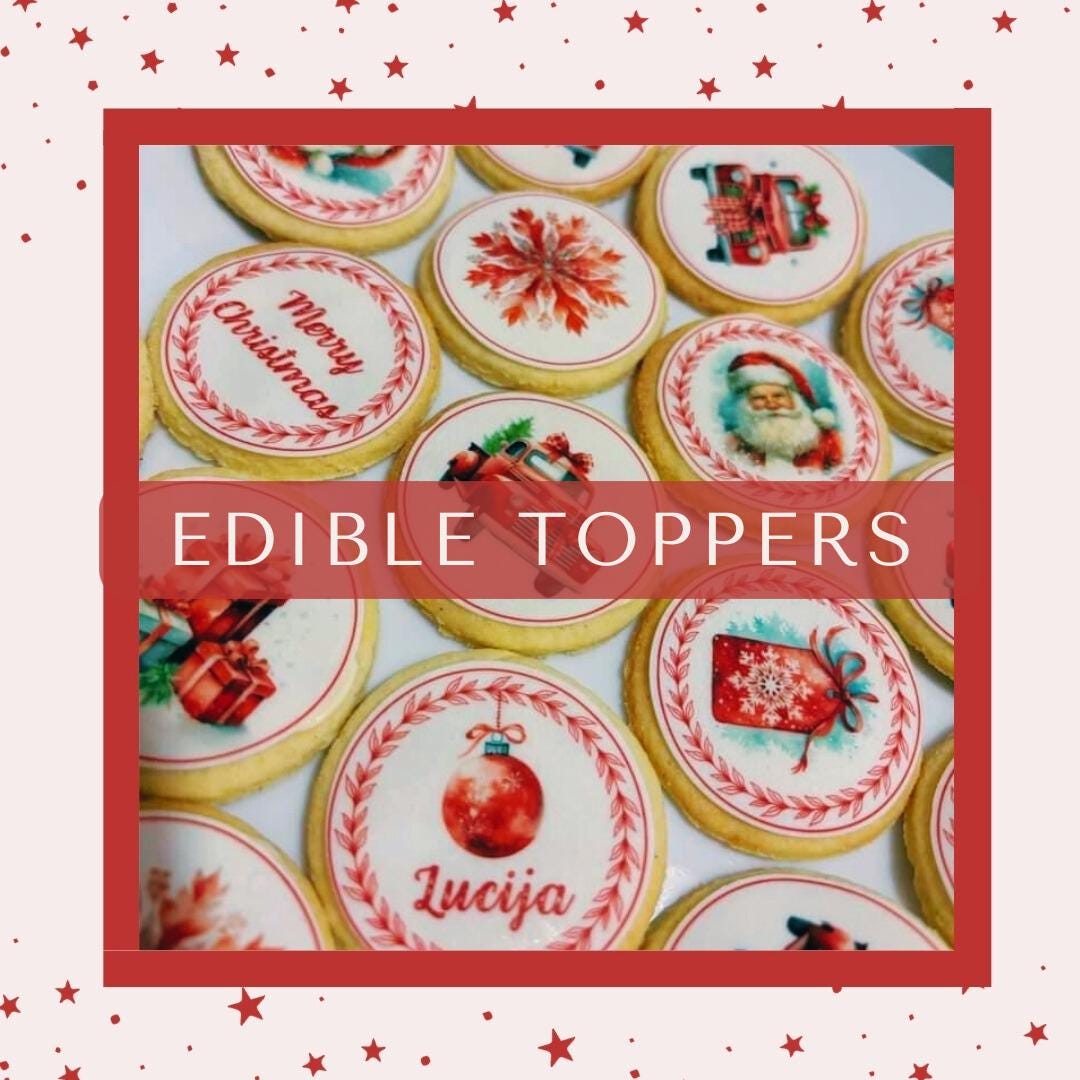 Christmas Edible Cupcake, Cookie or Oreo Toppers , Pre-cut, Wafer or ...