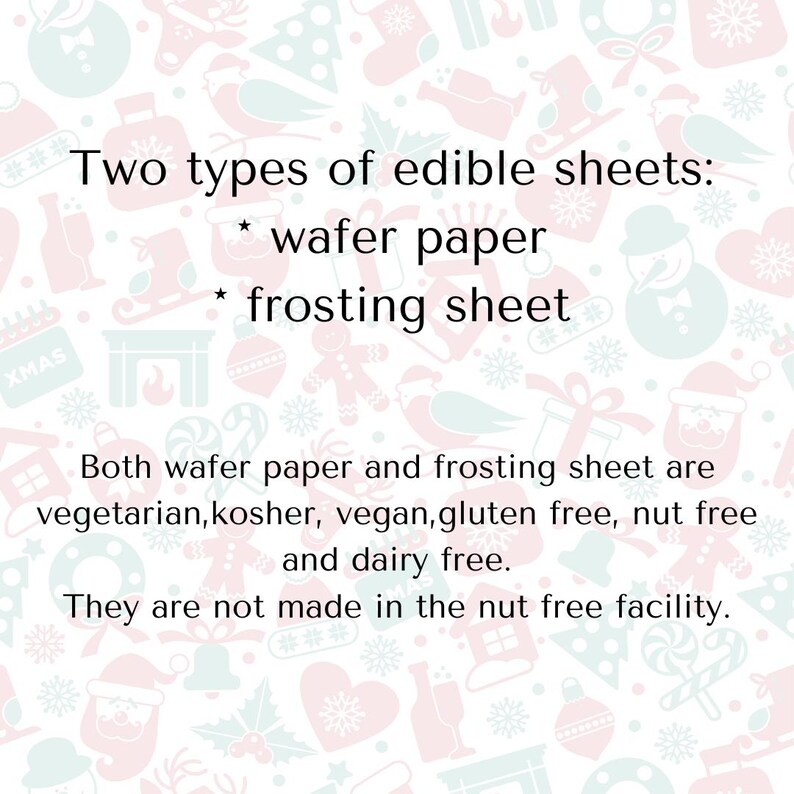 Christmas Pattern Edible Sheet, Wafer Paper or Frosting Sheet - Etsy