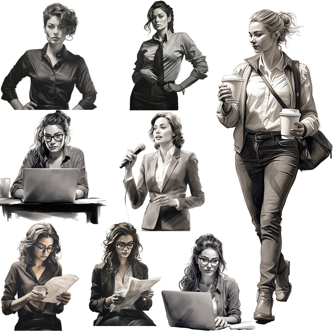 Charcoal Sketch Working Woman Cliparts 39 High Resolution - Etsy