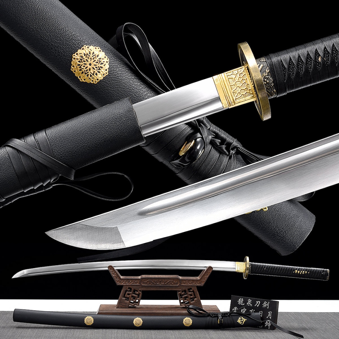 Black Samurai Sword,alloy Accessory Katana,high Manganese Steel Blade ...