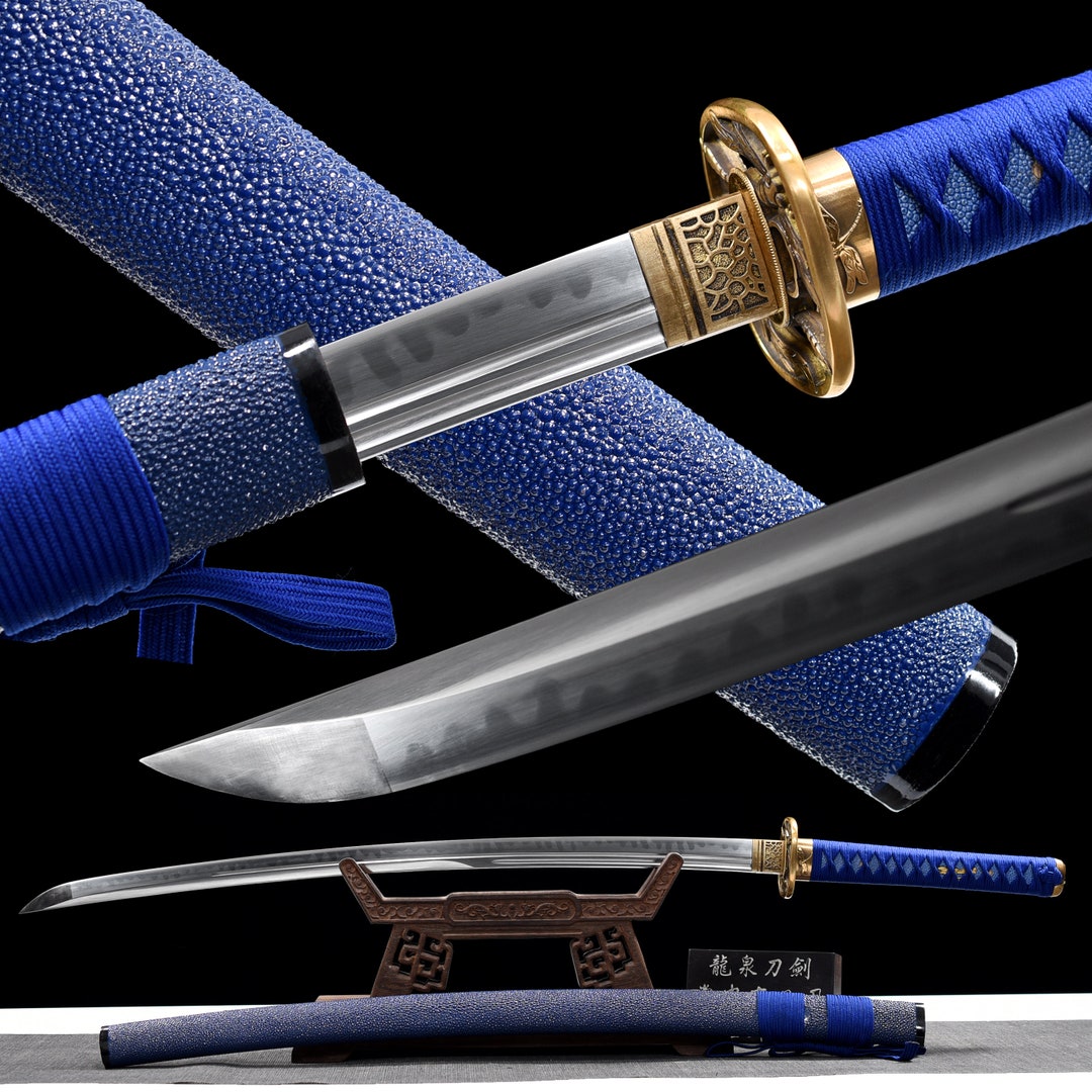 Blue Pearl Fish Skin Samurai Sword,pure Copper Accessories Katana ...