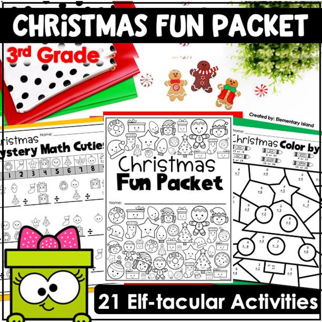 Christmas Fun Packet, Christmas Activity Packet 3rd Grade Math Language ...