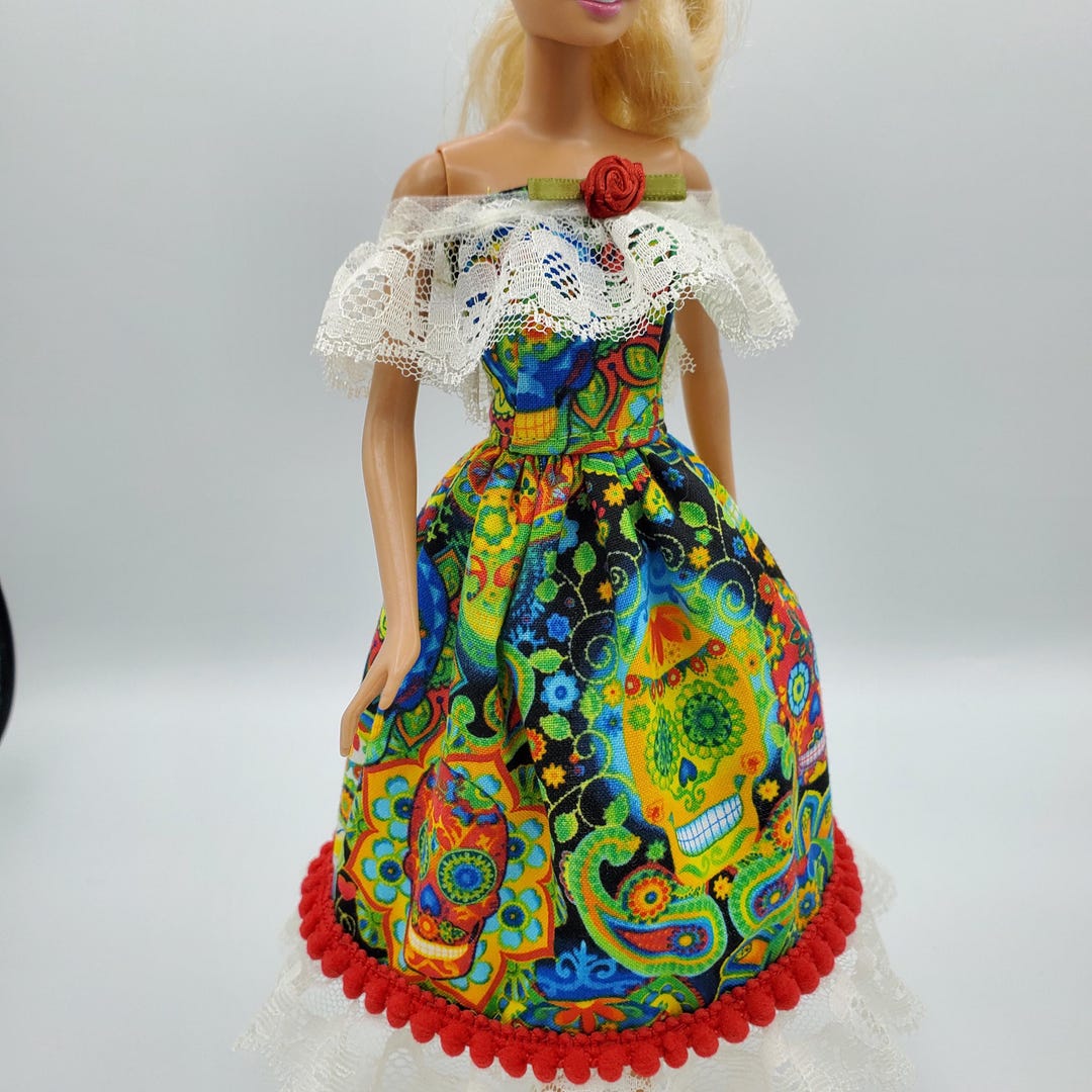 Mexican Fiesta Doll Dress, Handmade 11.5 Inch Fashion Doll Clothes, 1/6 ...