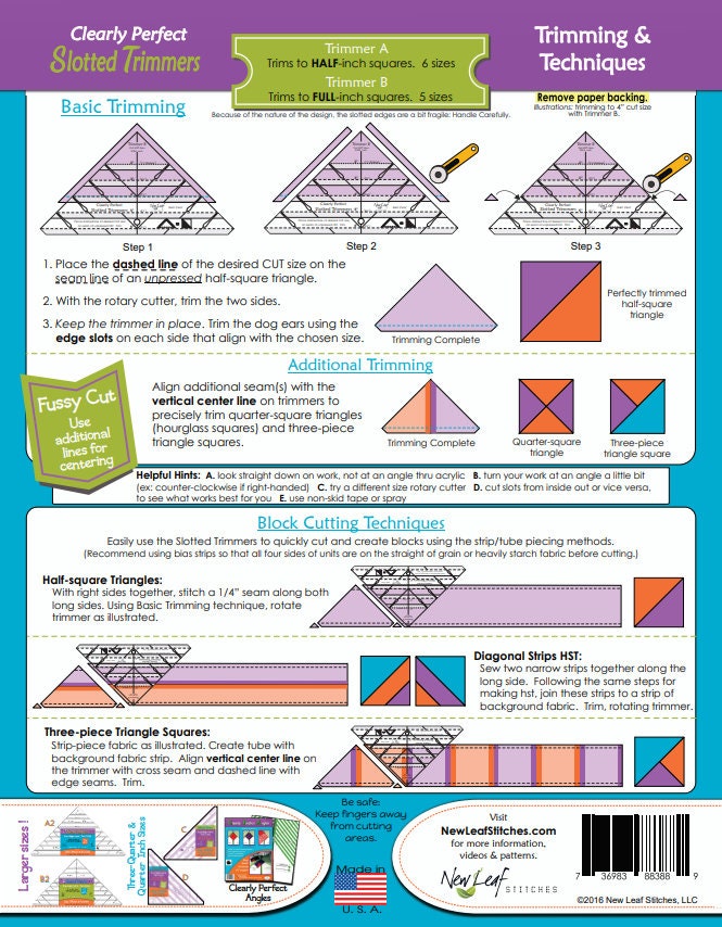 Clearly Perfect Slotted Trimmers by New Leaf Stitches - Quilting Tool ...