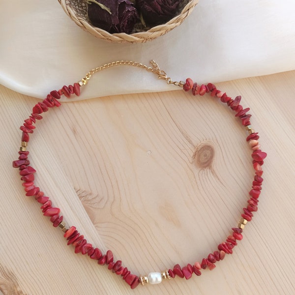 Coral Stone Necklace - Etsy