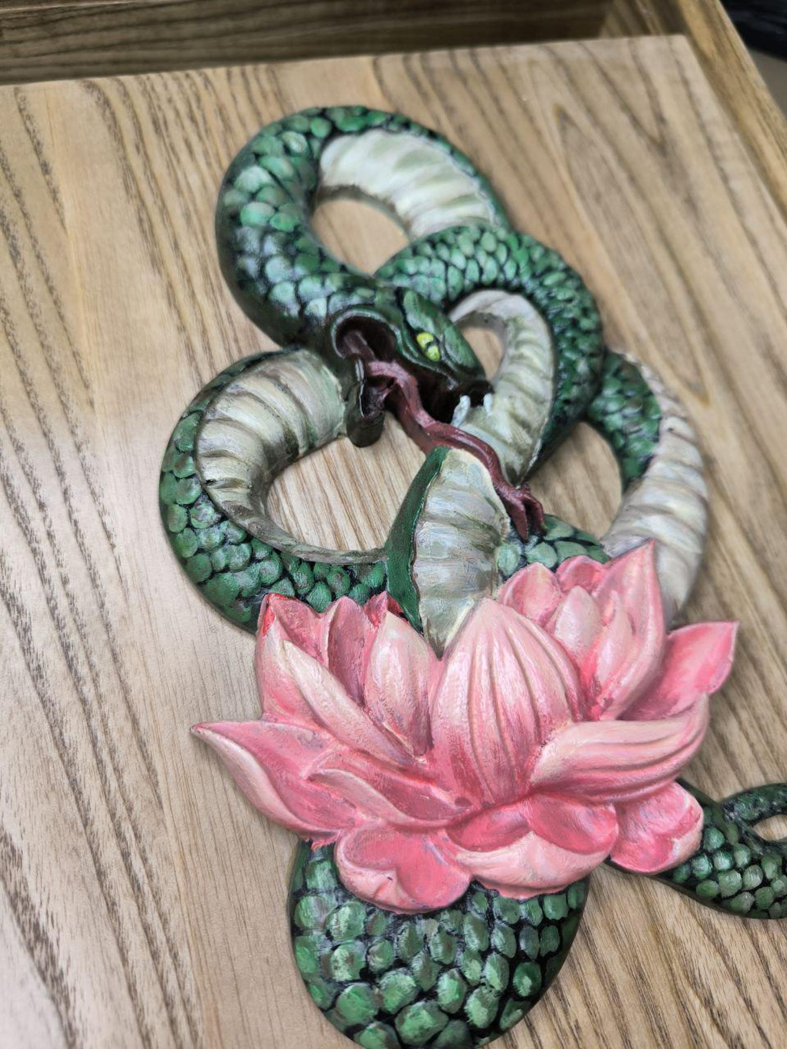Whimsical Wooden Snake Box Figurine Festive Christmas Surprise Rustic ...