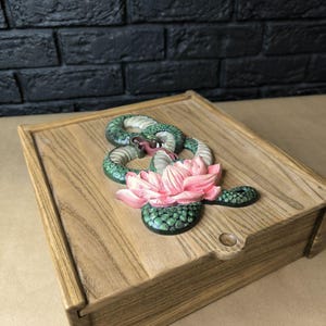 Whimsical Wooden Snake Box Figurine Festive Christmas Surprise Rustic ...