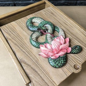 Whimsical Wooden Snake Box Figurine Festive Christmas Surprise Rustic ...