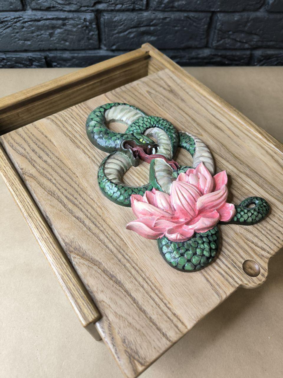 Whimsical Wooden Snake Box Figurine Festive Christmas Surprise Rustic ...