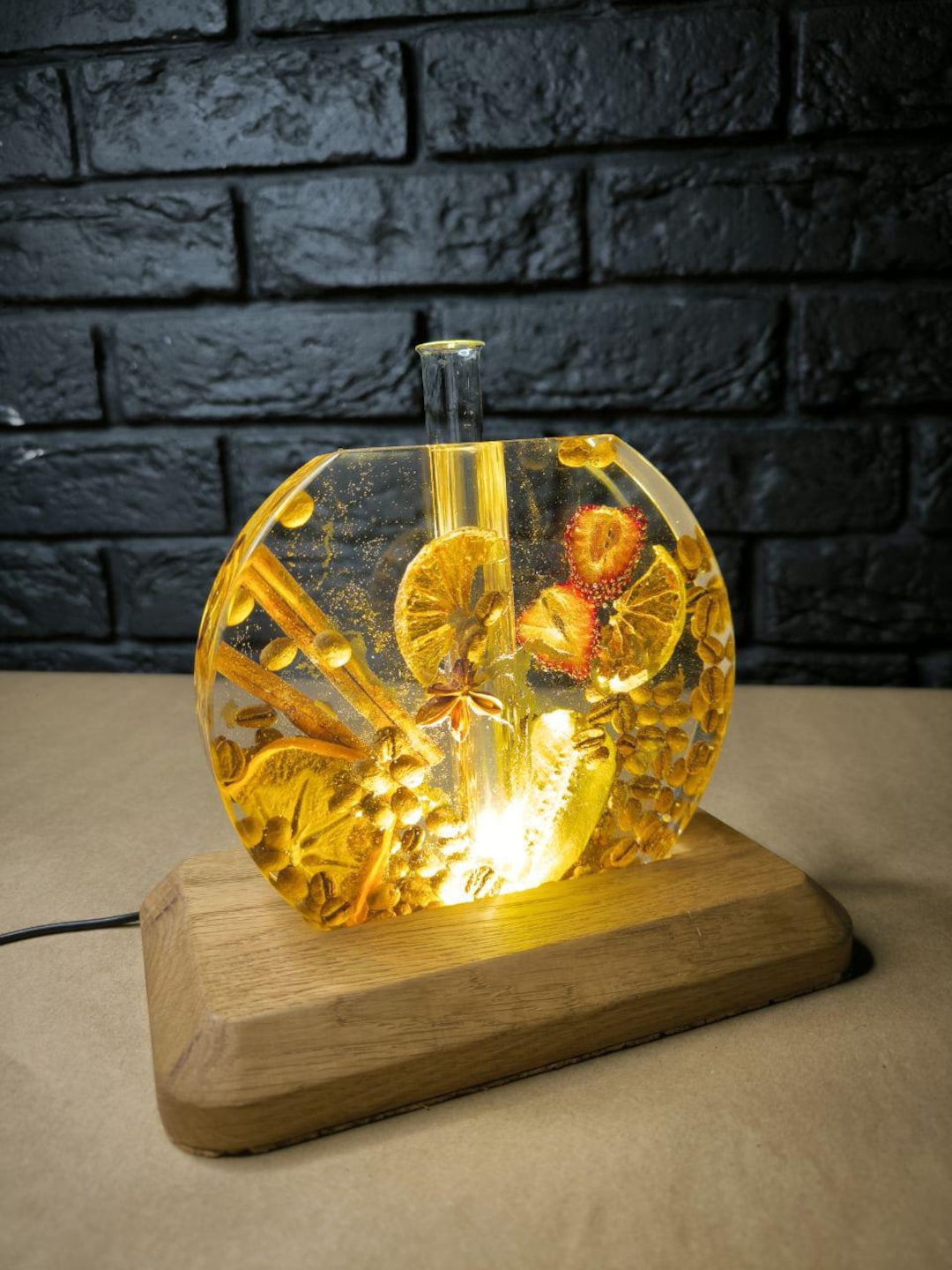 Epoxy Resin Table Lamp, Handmade Decor Epoxy Lamp, Unique Handmade Gift ...