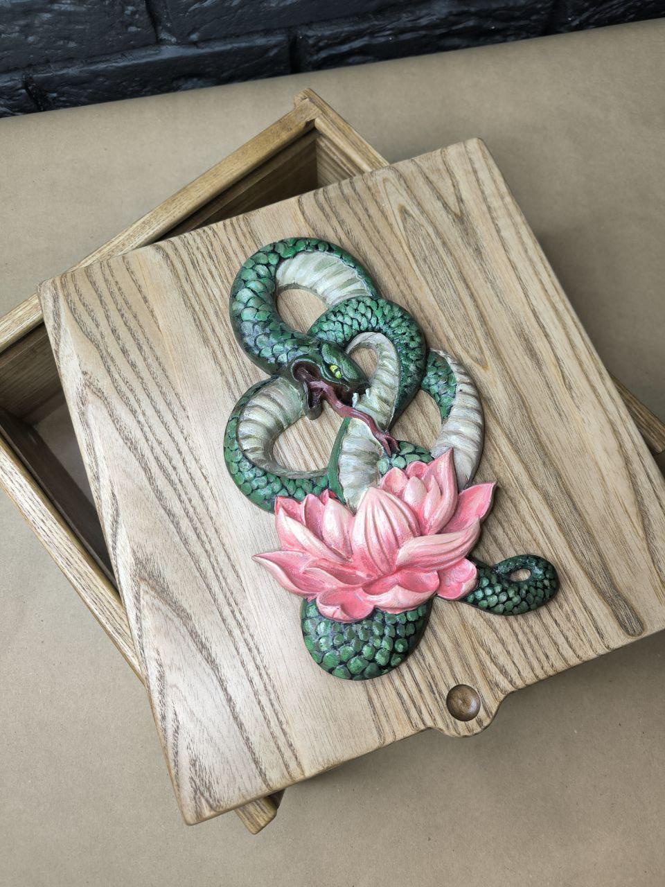 Whimsical Wooden Snake Box Figurine Festive Christmas Surprise Rustic ...