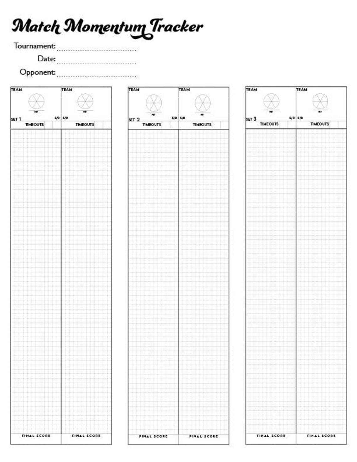 Printable Volleyball Statistics Trackers - Etsy