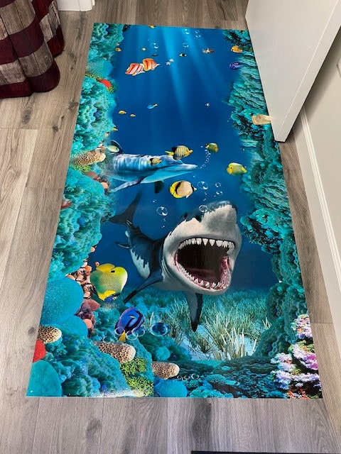 3D Floor Vinyl Shark Decals - High Resolution & Laminated - Great Gift ...
