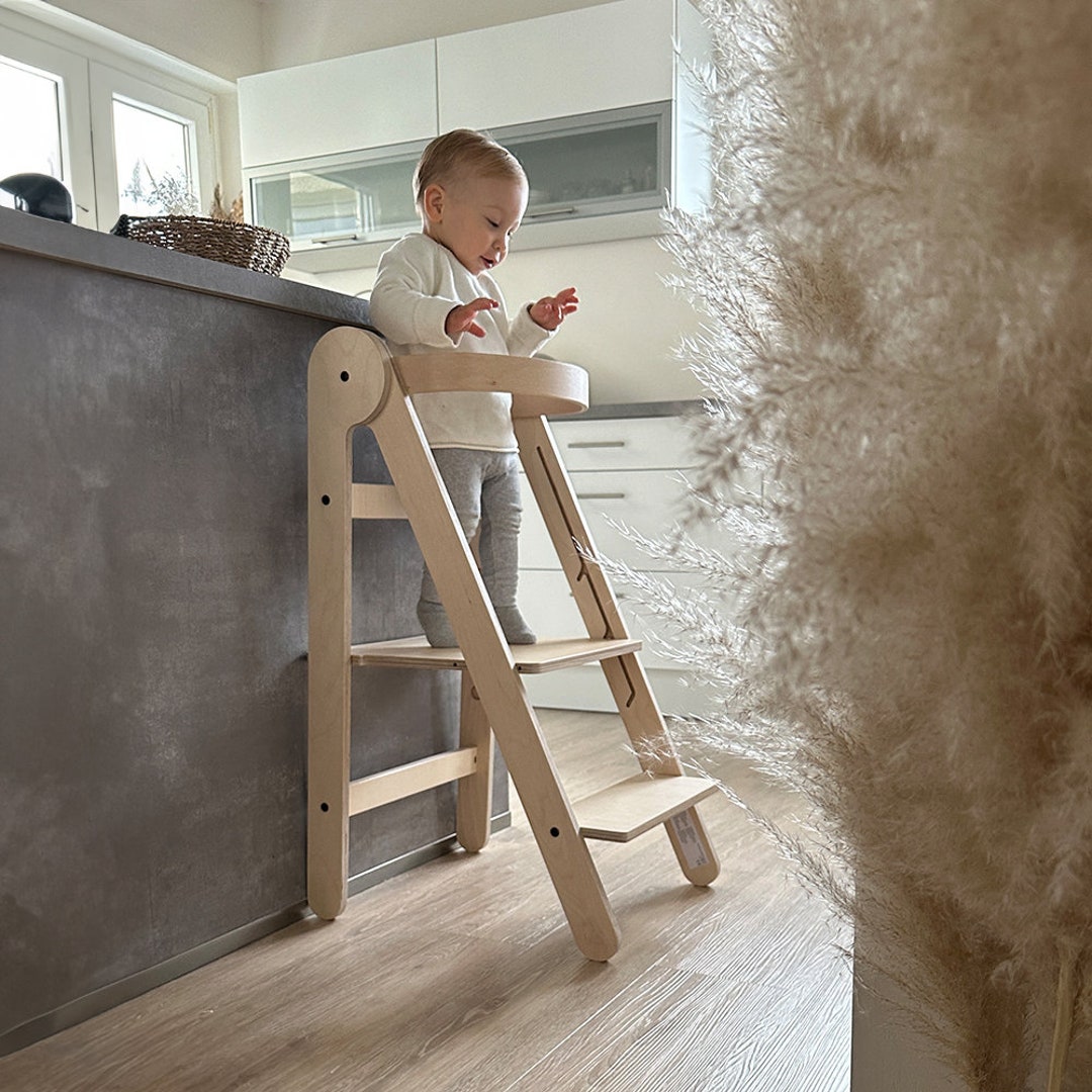 Foldable Learning Tower Kitchen Helper Step Stool Montessori Foldable ...