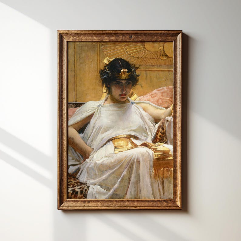 Vintage Fine Art Painting Print | Cleopatra Queen of Egypt | Dark ...
