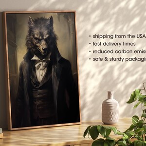 Victorian Werewolf Gentleman Wolf Fine Art Print, Dark Academia ...