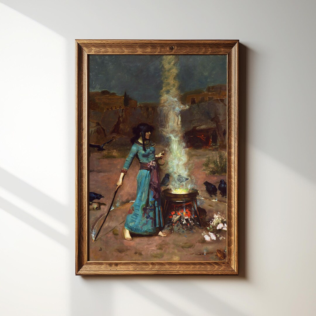 Occult Gothic Painting Print | Cauldron Witch | Magic Circle | Dark ...