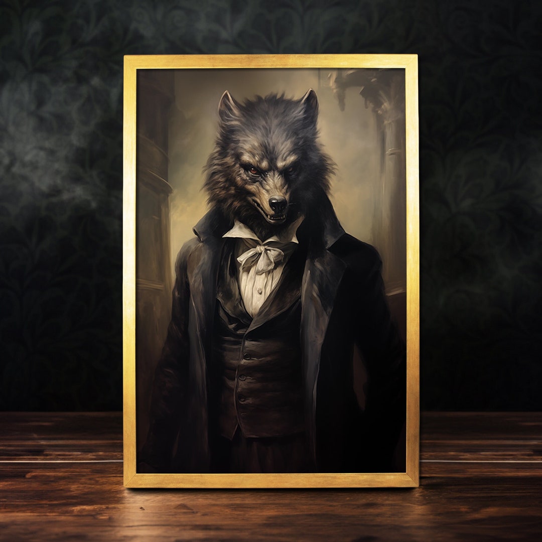 Victorian Werewolf Gentleman Wolf Framed Art Print Poster, Dark ...