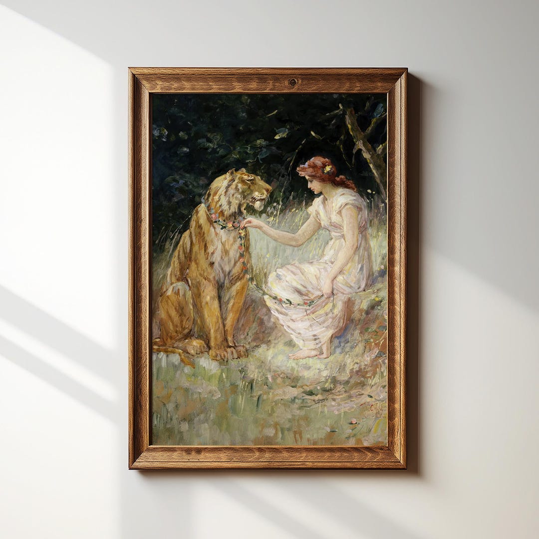 Occult Gothic Tiger Lady Painting Framed Print | Dark Academia Decor ...