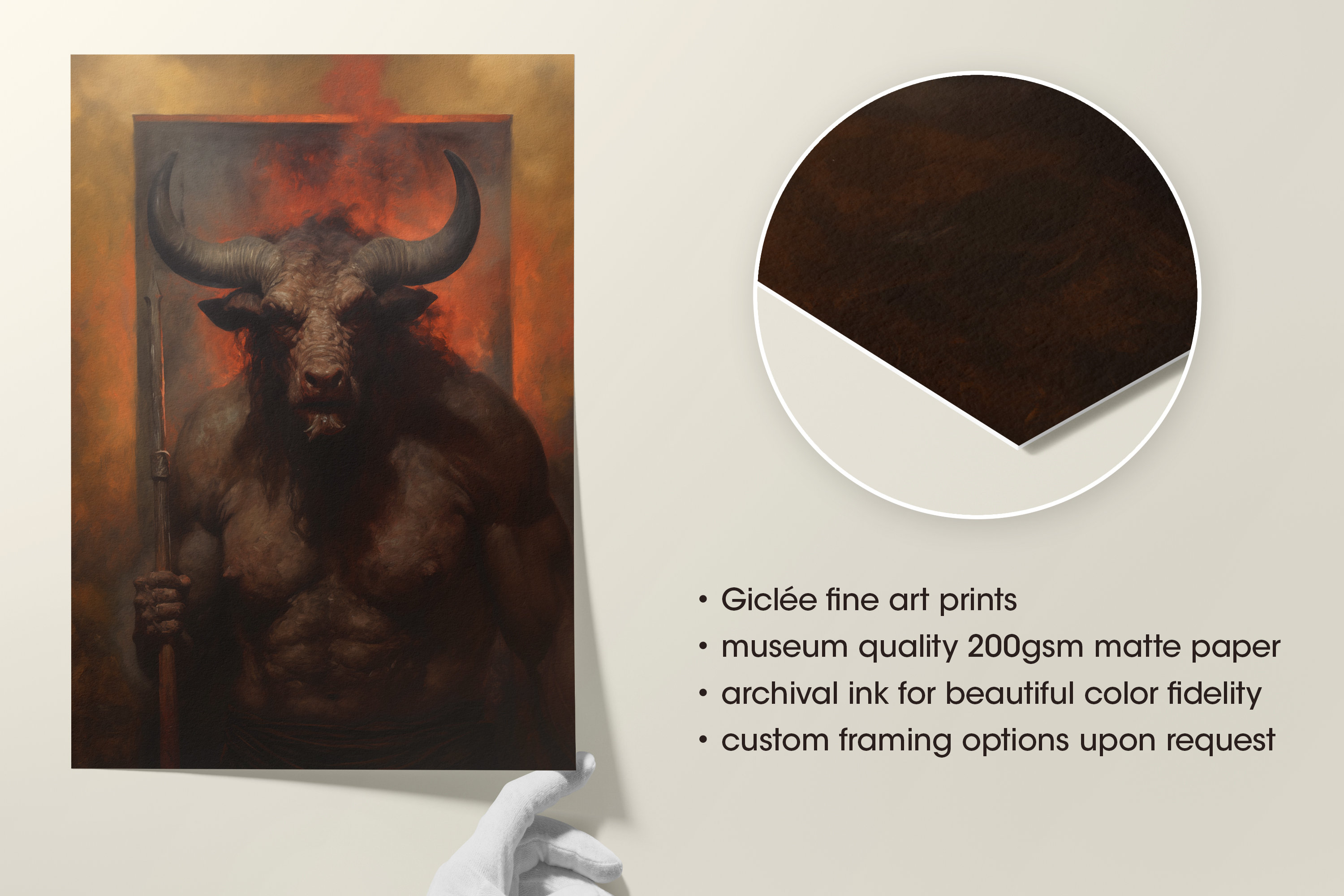 Minotaur Mythological Creature Fine Art Print, Dark Academia Painting ...