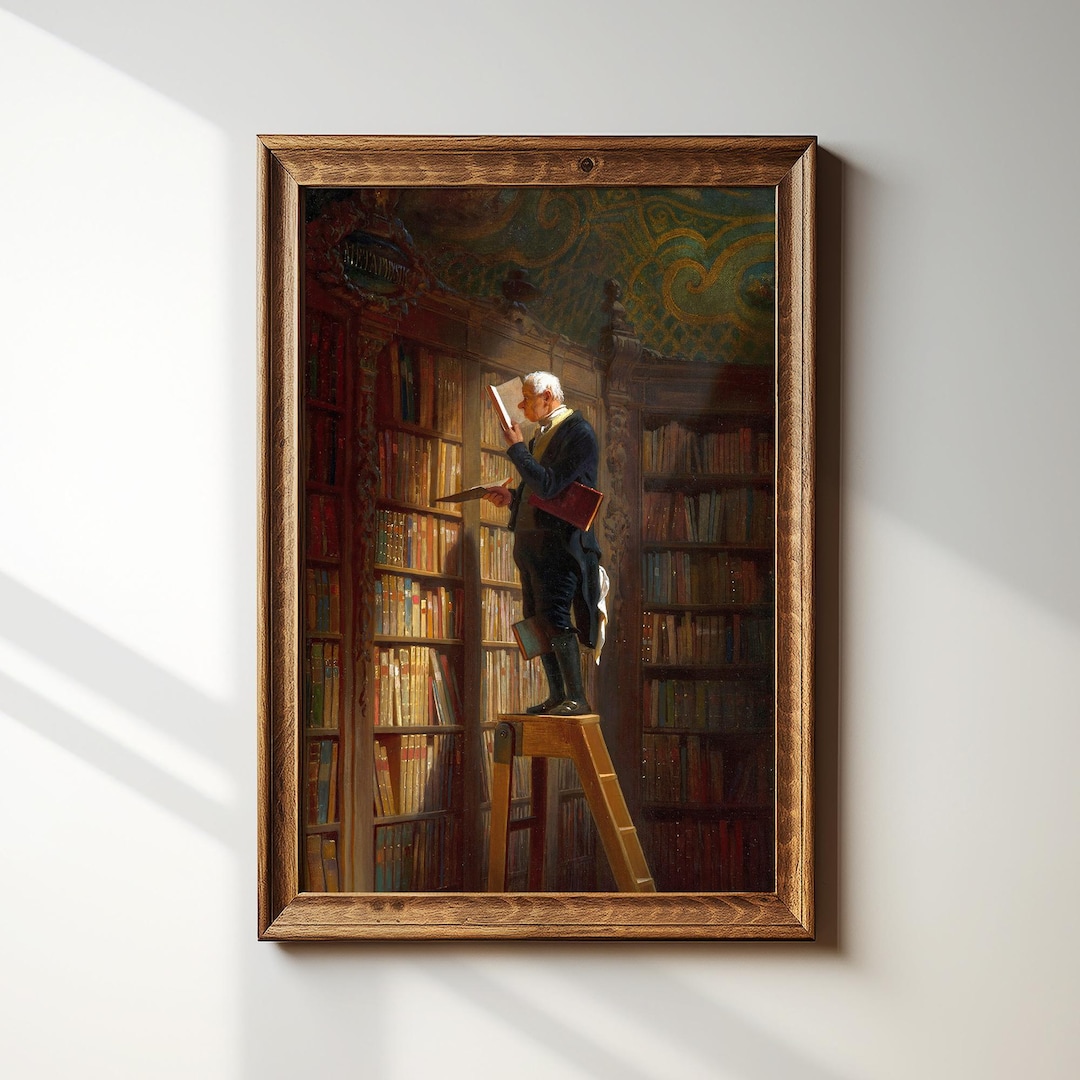 Vintage Funny Painting Print | the Bookworm | Book Lover Gift | French ...