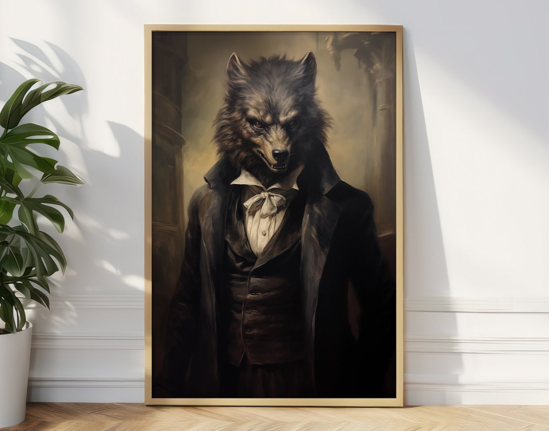 Victorian Werewolf Gentleman Wolf Fine Art Print, Dark Academia ...