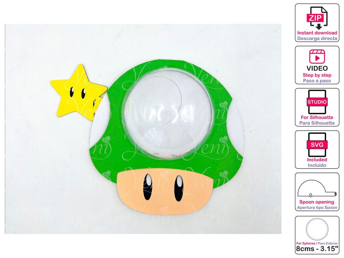 WITH Spoon Mechanism Mushroom Goomba up Candy Holder - for 8cm / 3.15 ...