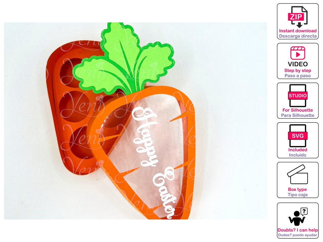WITH Clear LID Easter Carrot Candy Box / Digital File / Svg (cricut and ...