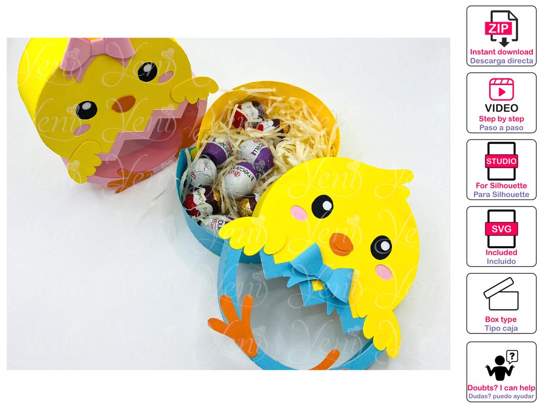 WITH LID Easter Chick Candy Box for Boy and Girl / Digital File SVG ...