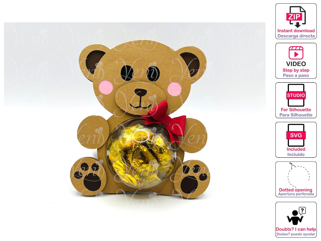Teddy Bear Candy Holder SVG: Cricut & Silhouette (digital Download) - Etsy