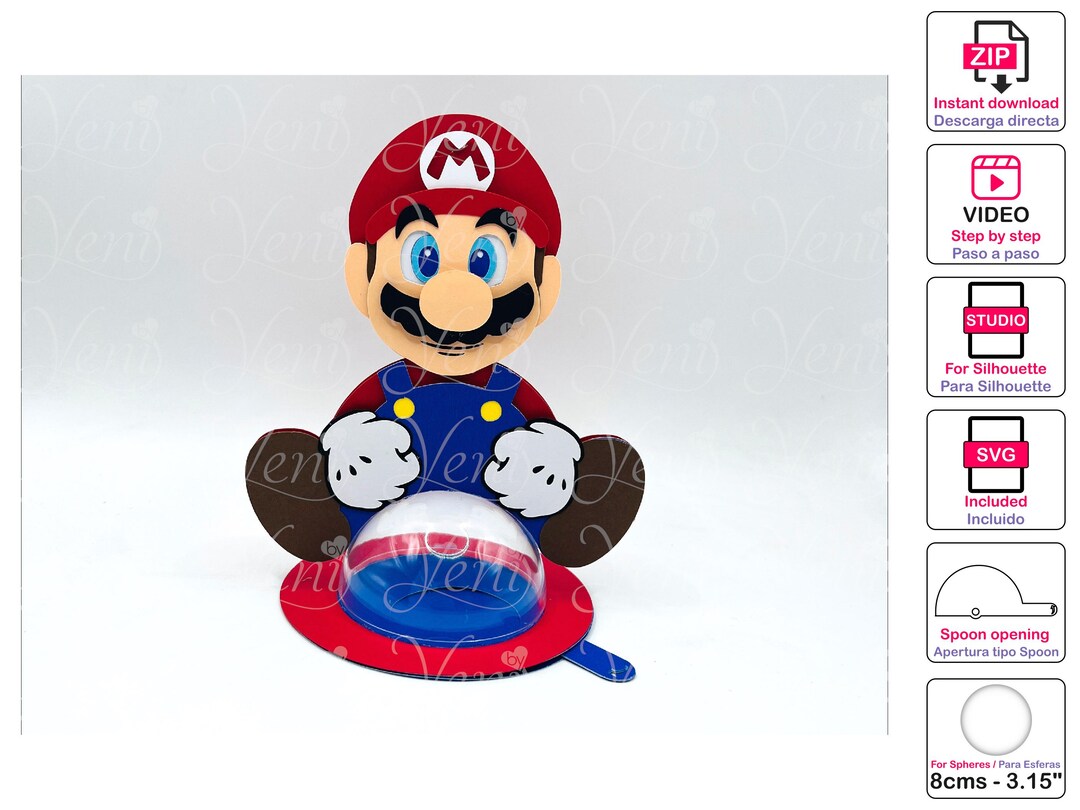 WITH Smile Mechanism Mario Bros Candy Holder - for 8cm / 3.15” Sphere ...