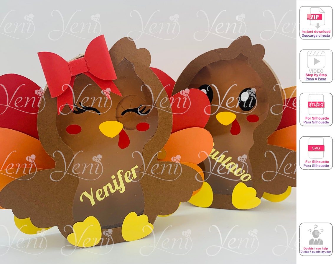 Turkey Couple Candy Boxes: Papercraft Project (digital File) - Etsy