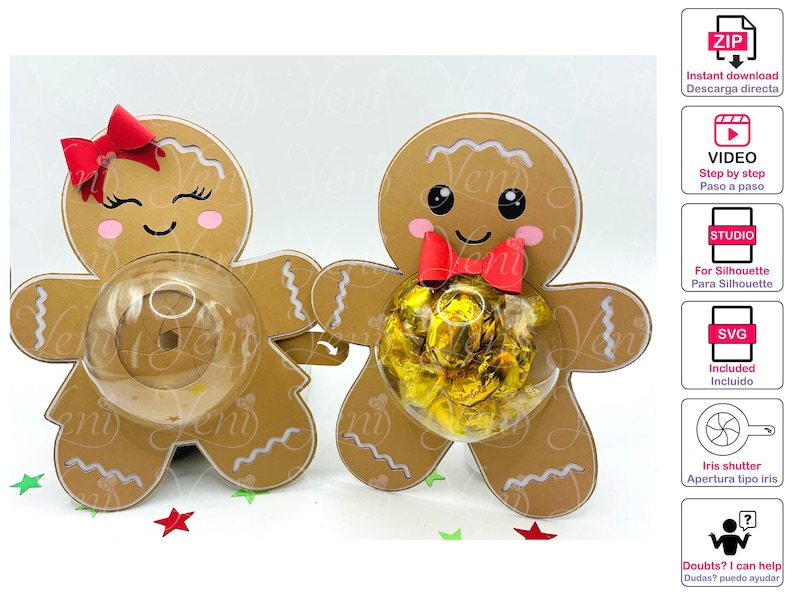Gingerbread Couple Candy Holder: Iris Shutter Ornament (digital Files ...