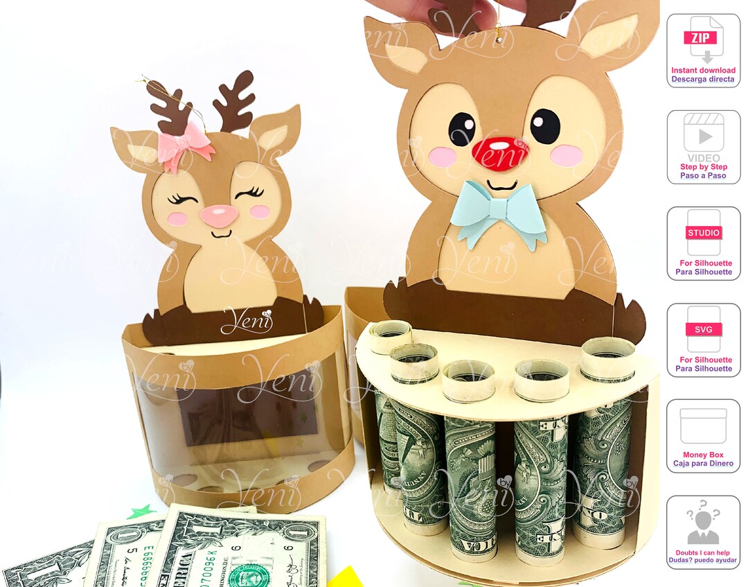 Reindeer Couple Money Holder / Projects for Papercraft / Digital File ...