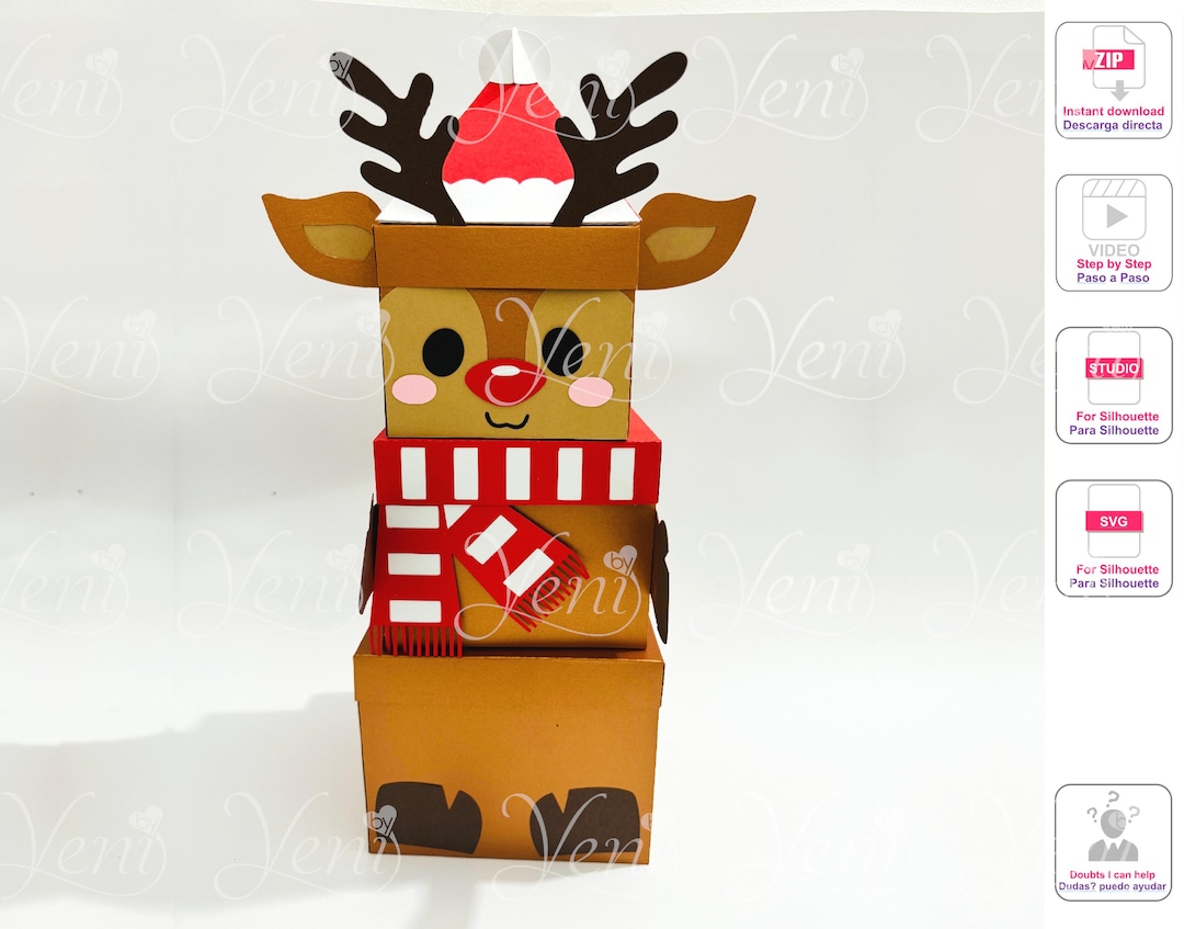 Stackable Reindeer Box Box - Digital File - Studio and Svg - Etsy