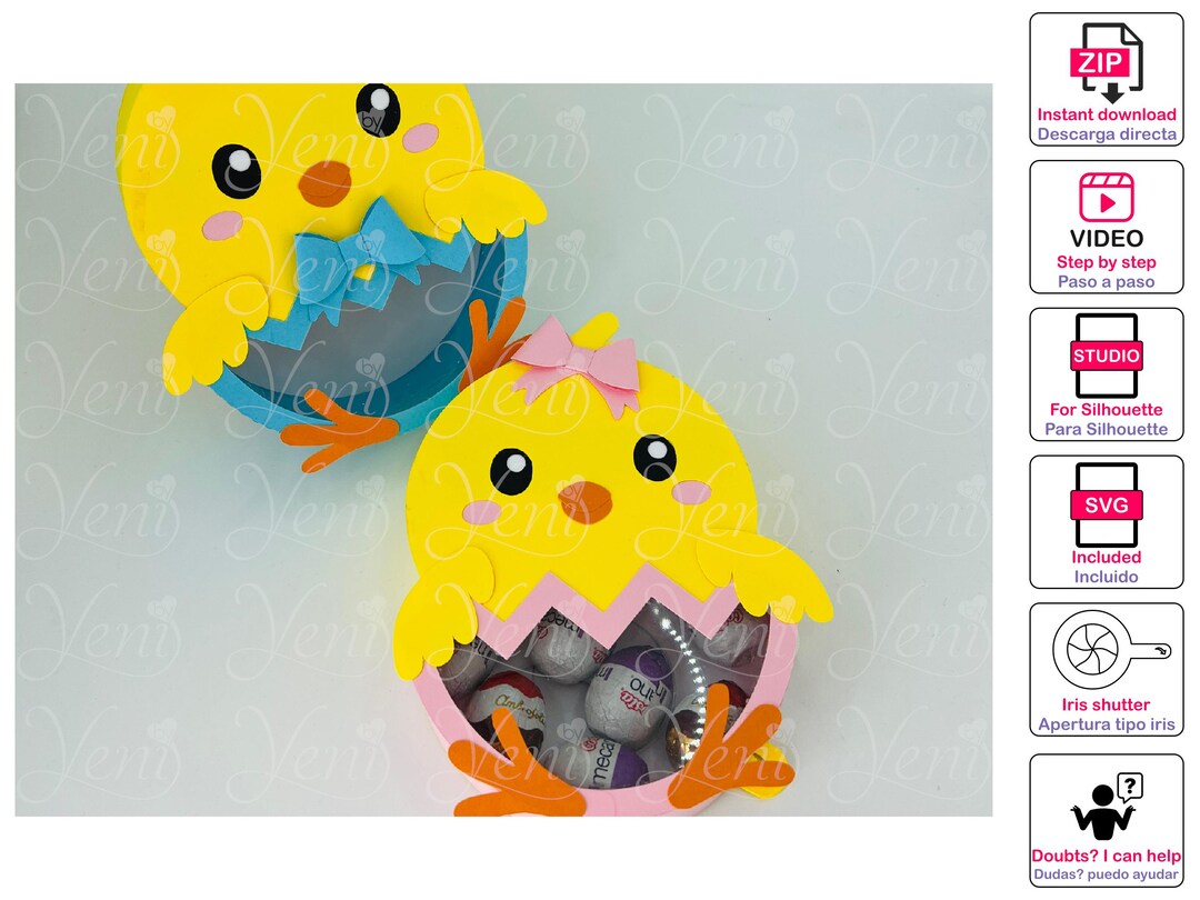 WITH Iris Shutter Easter Chick Candy Box for Boy and Girl/ Digital File ...