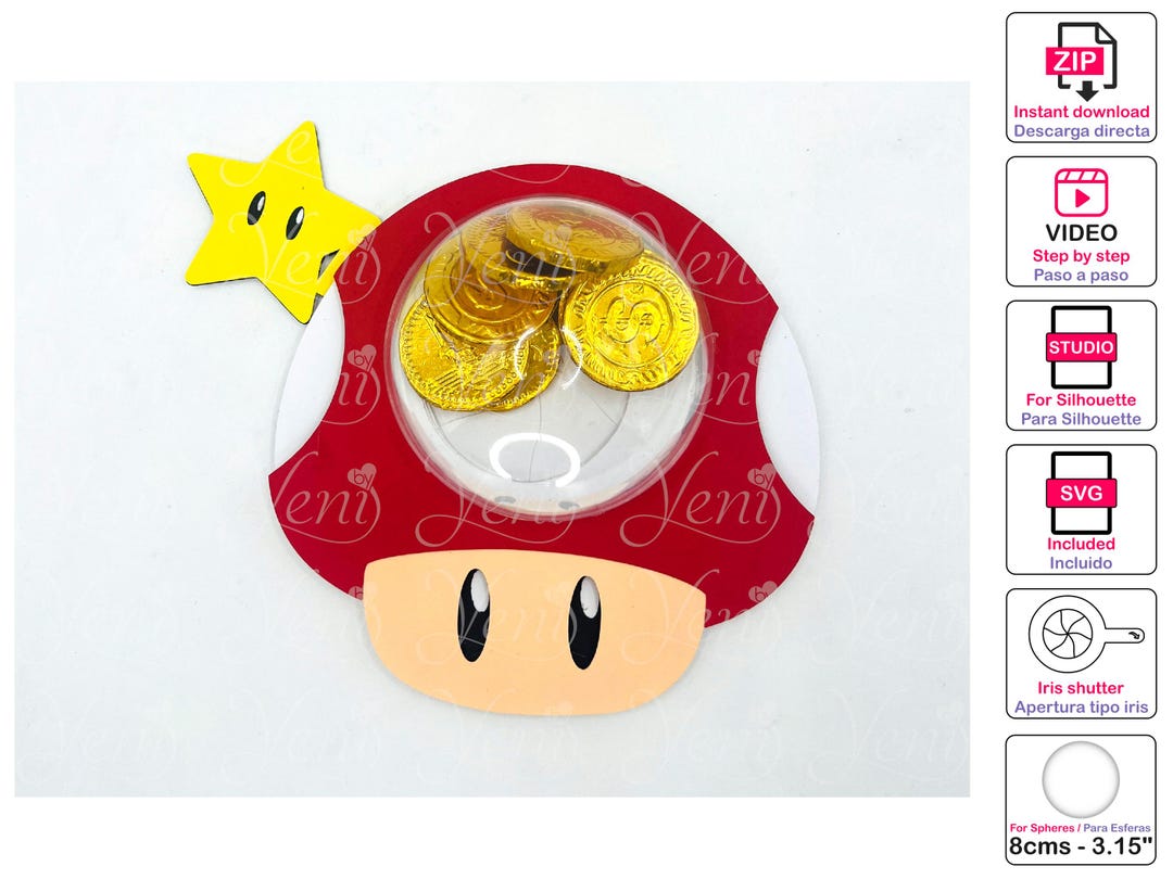 WITH Iris Shutter Mushroom Goomba Candy Holder - for 8cm / 3.15” Sphere ...