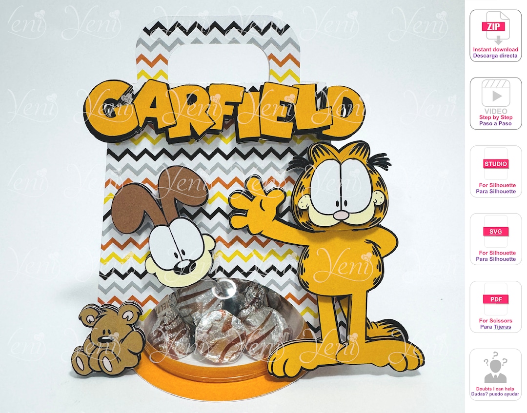 Garfield Candy Holder Template: 8cm Sphere, Cricut & Silhouette ...