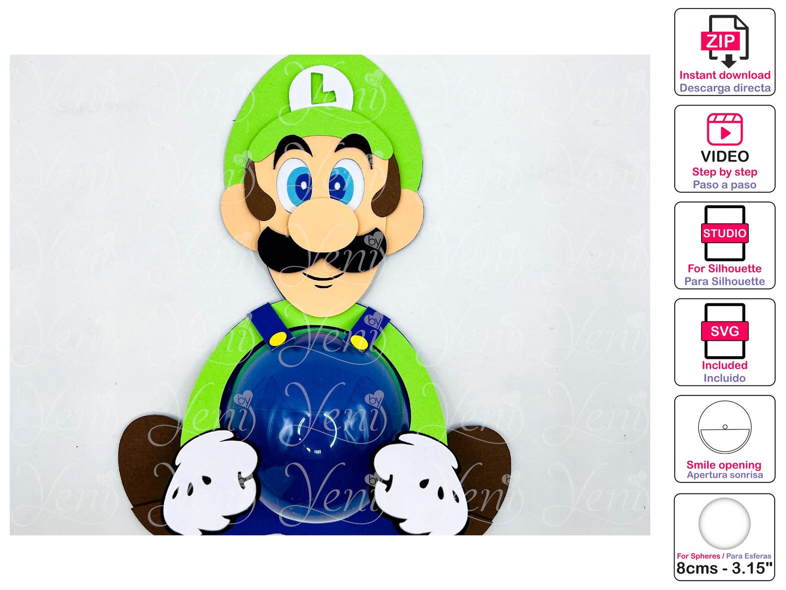 WITH Smile Mechanism Luigi Candy Holder - for 8cm / 3.15” Sphere - Etsy