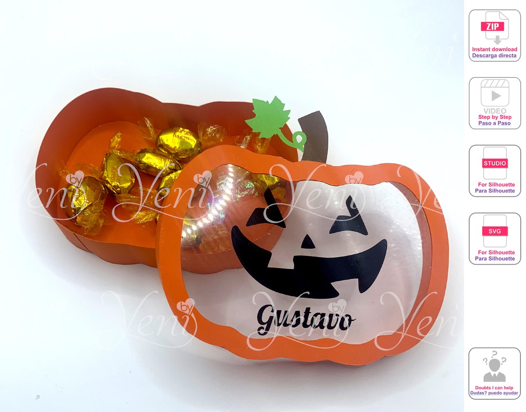 Pumpkin Candy Box WITH CLEAR LID - Digital File Svg and Studio ...