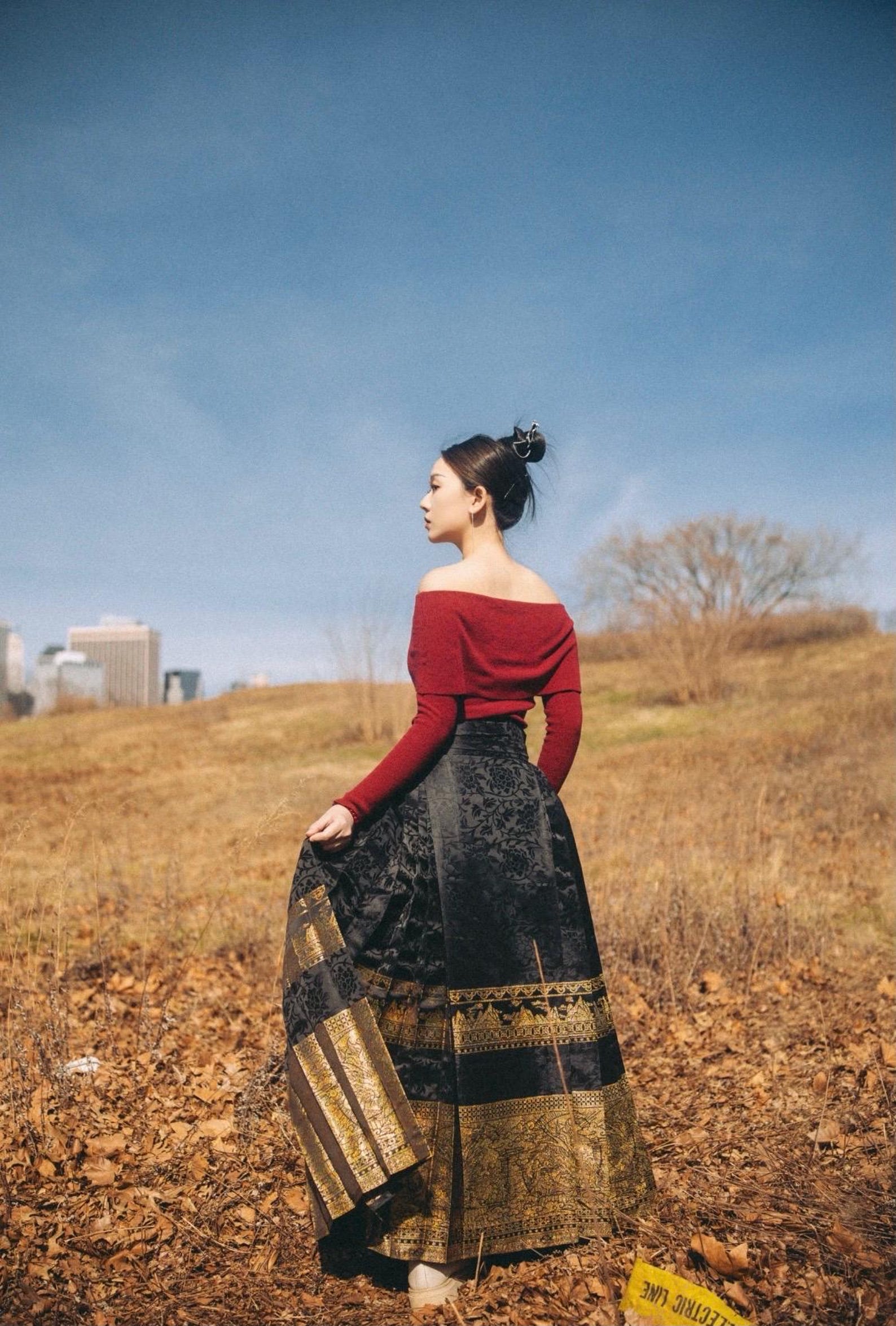 Black & Gold Dragon Mamianqun Hanfu Mamian Skirt – Traditional Chinese ...