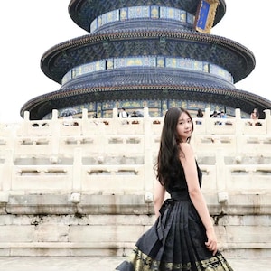 Black & Gold Dragon Mamianqun Hanfu Mamian Skirt – Traditional Chinese ...