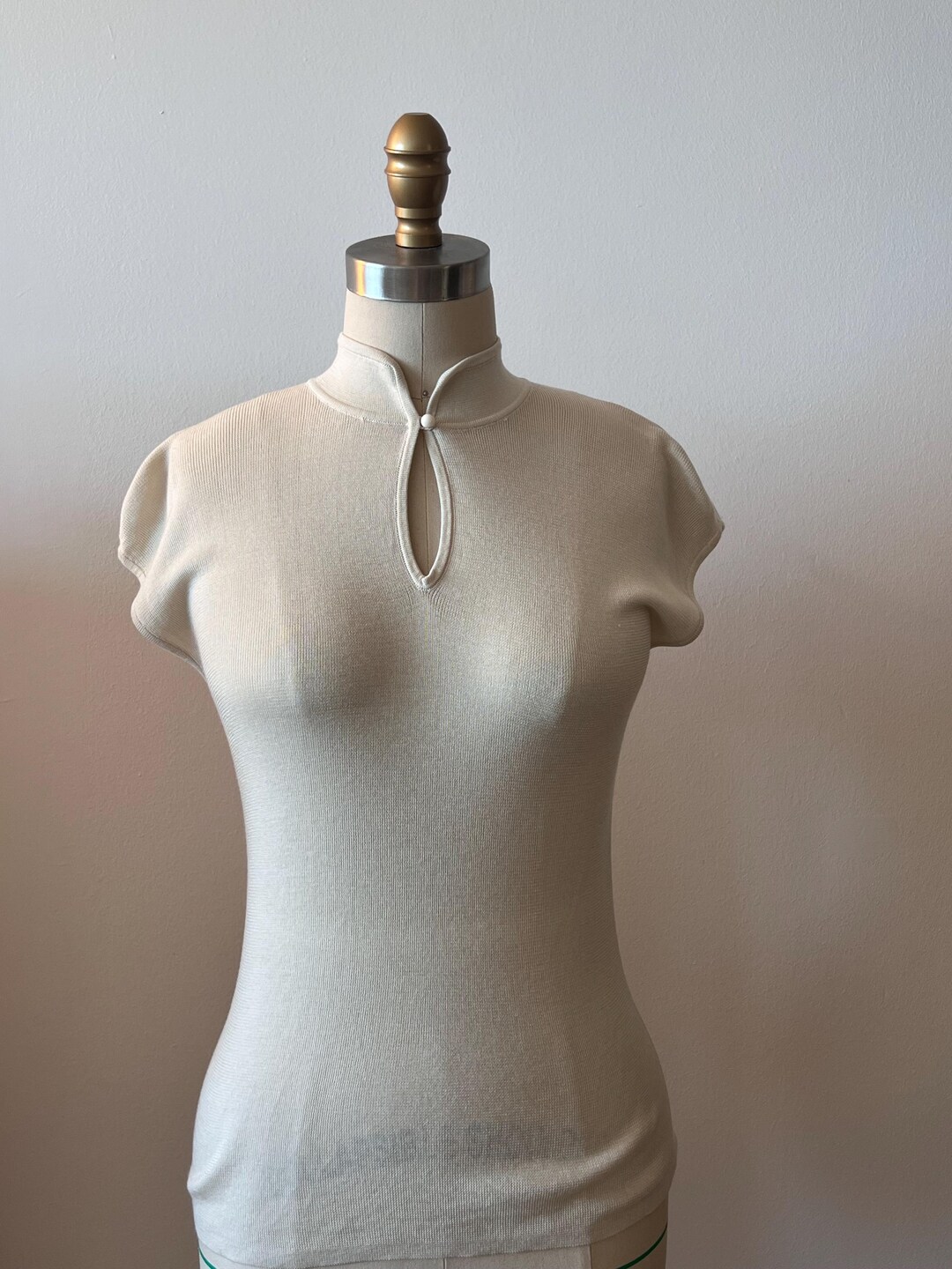 Mandarin Collar Knit Qipao Top – Short Sleeve Cheongsam-inspired Shirt ...