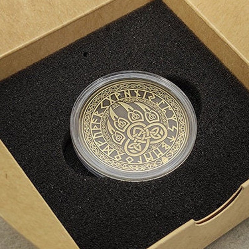 Personalized Engraved Bear Paw Coin Custom Brass Souvenir With Runes - Etsy